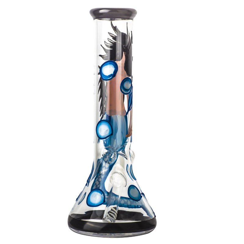 10" Mermaid Pattern Beaker Glass Bong - Puffing Bird