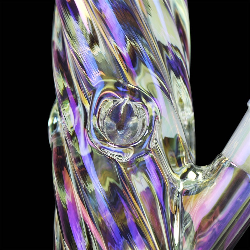 11" Iridescent Swirl Glass Bong - Puffing Bird