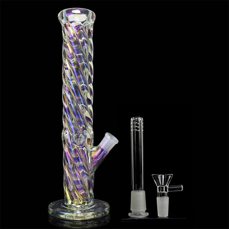 11" Iridescent Swirl Glass Bong - Puffing Bird