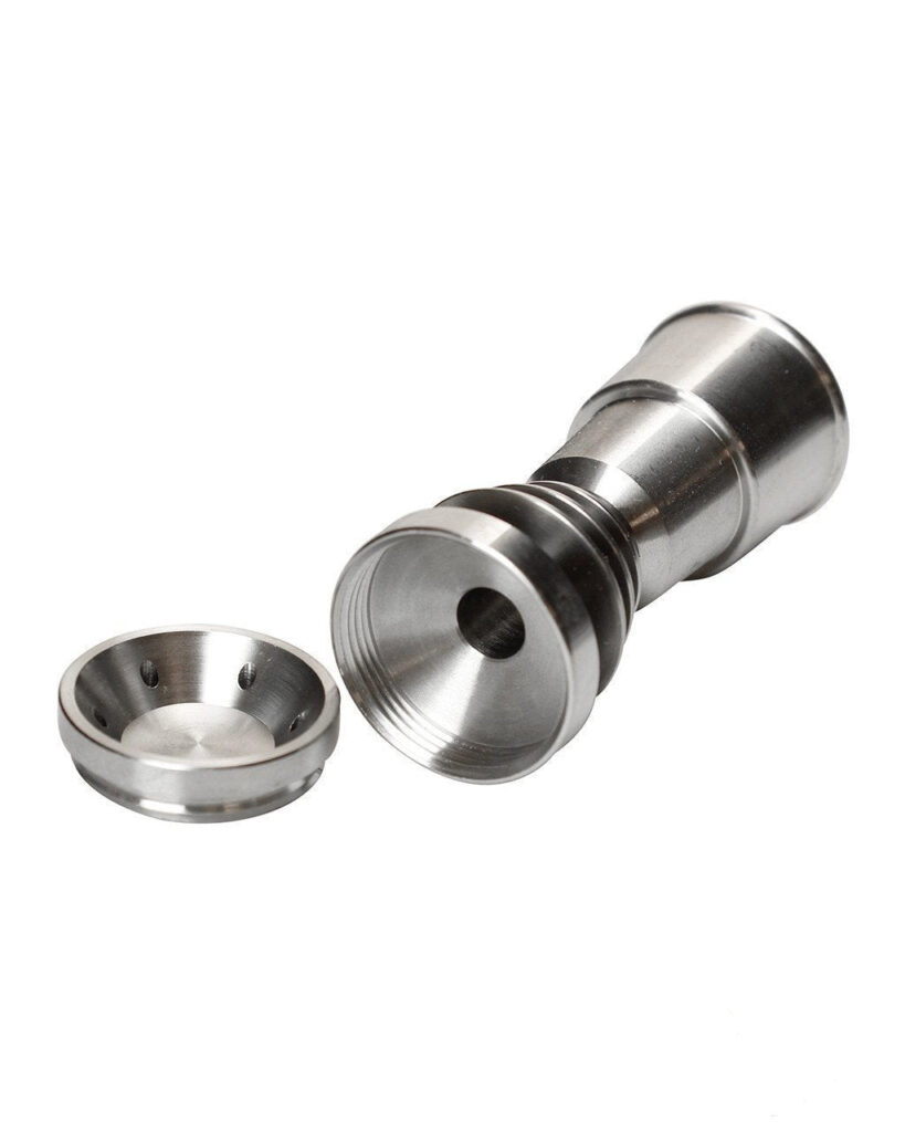 14mm18mm Female GR2 Titanium Domeless Nail w/ Dab Plate - Puffing Bird