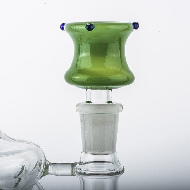 14mm Male Green Bong Bowl With Blue Marbles - Puffing Bird