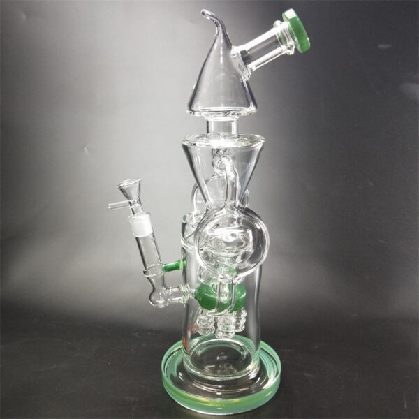 15" Triangle Recycler Glass Bong - Puffing Bird