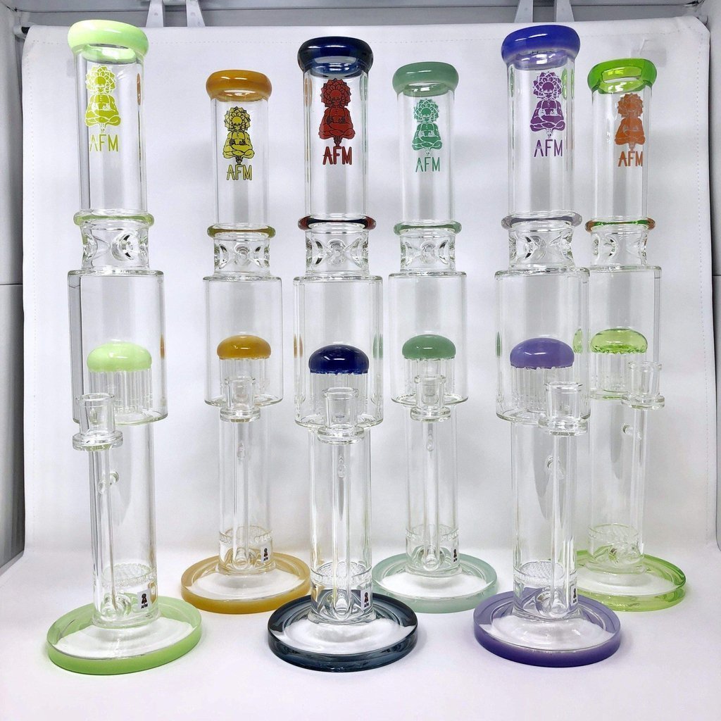 18" AFM Single Perc + Ice Catcher Water Pipe - Puffing Bird