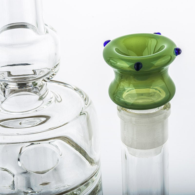 18mm Male Green Bong Bowl With Blue Marbles - Puffing Bird