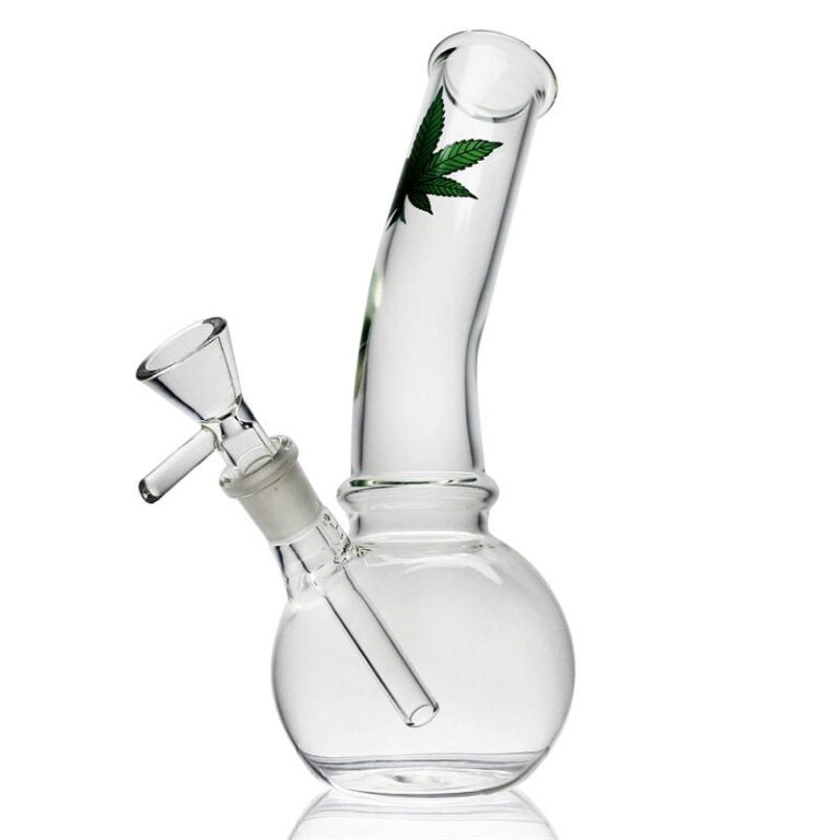 8" Marijuana Leaf Basic Glass Bong - Puffing Bird