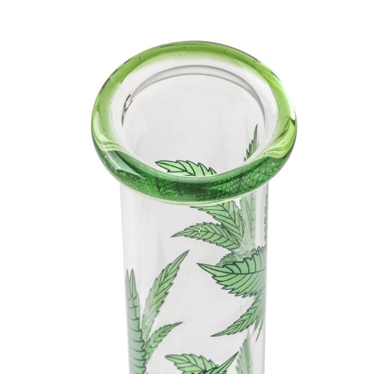 8" Marijuana Leaf Glass Beaker Bong - Puffing Bird