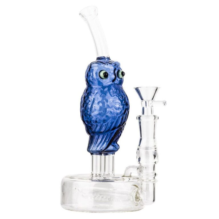 8" Owl Theme Glass Bong - Puffing Bird