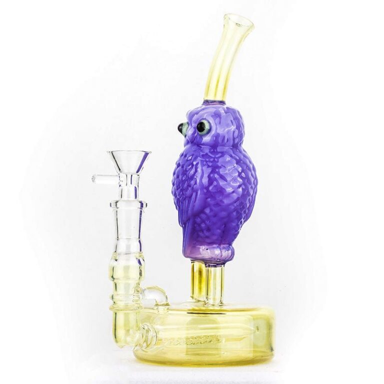 8" Owl Theme Glass Bong - Puffing Bird