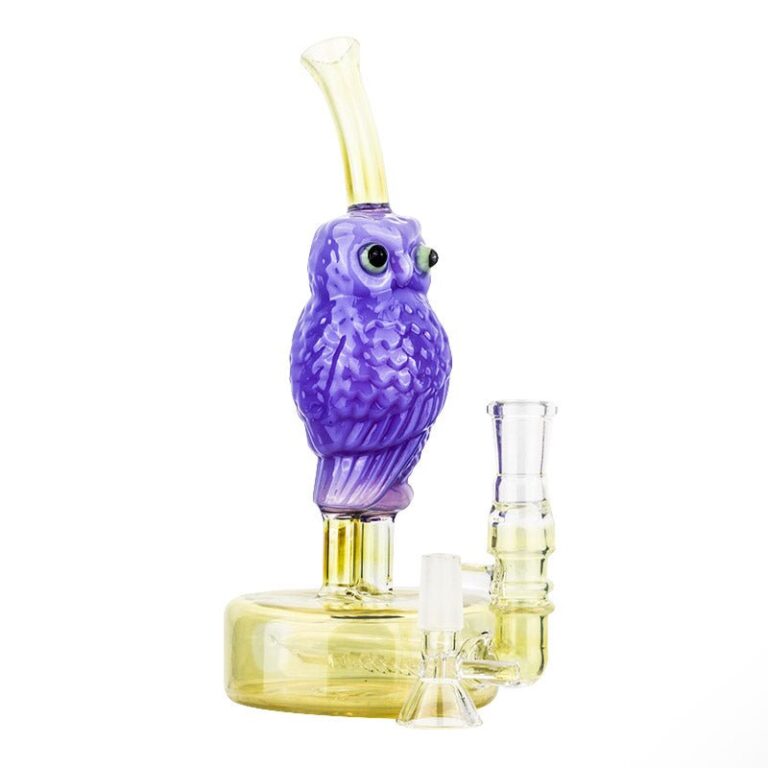 8" Owl Theme Glass Bong - Puffing Bird