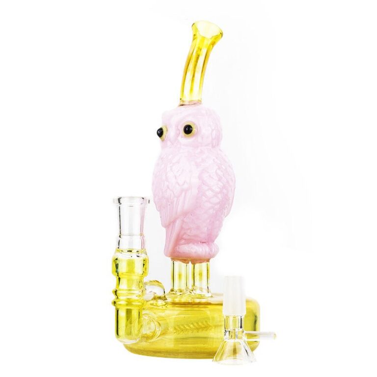 8" Owl Theme Glass Bong - Puffing Bird