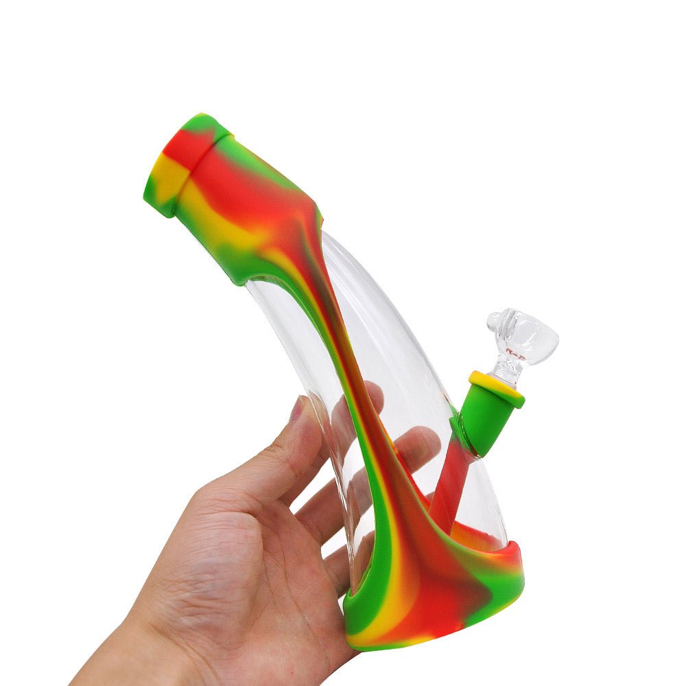 8" Horn Glass and Silicone Bong - Puffing Bird