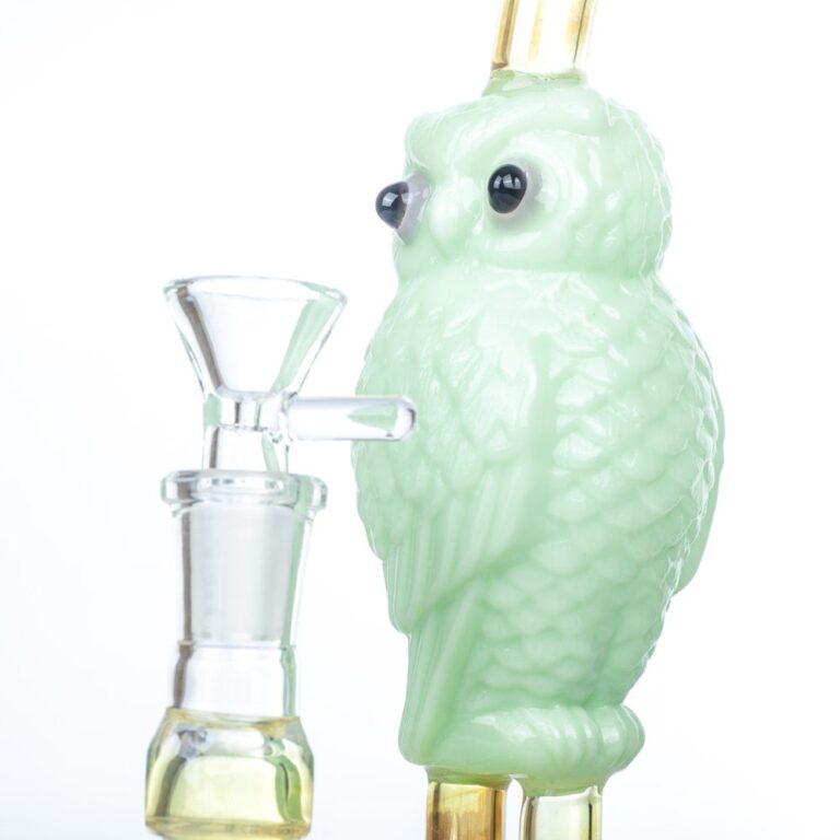 8" Owl Theme Glass Bong - Puffing Bird