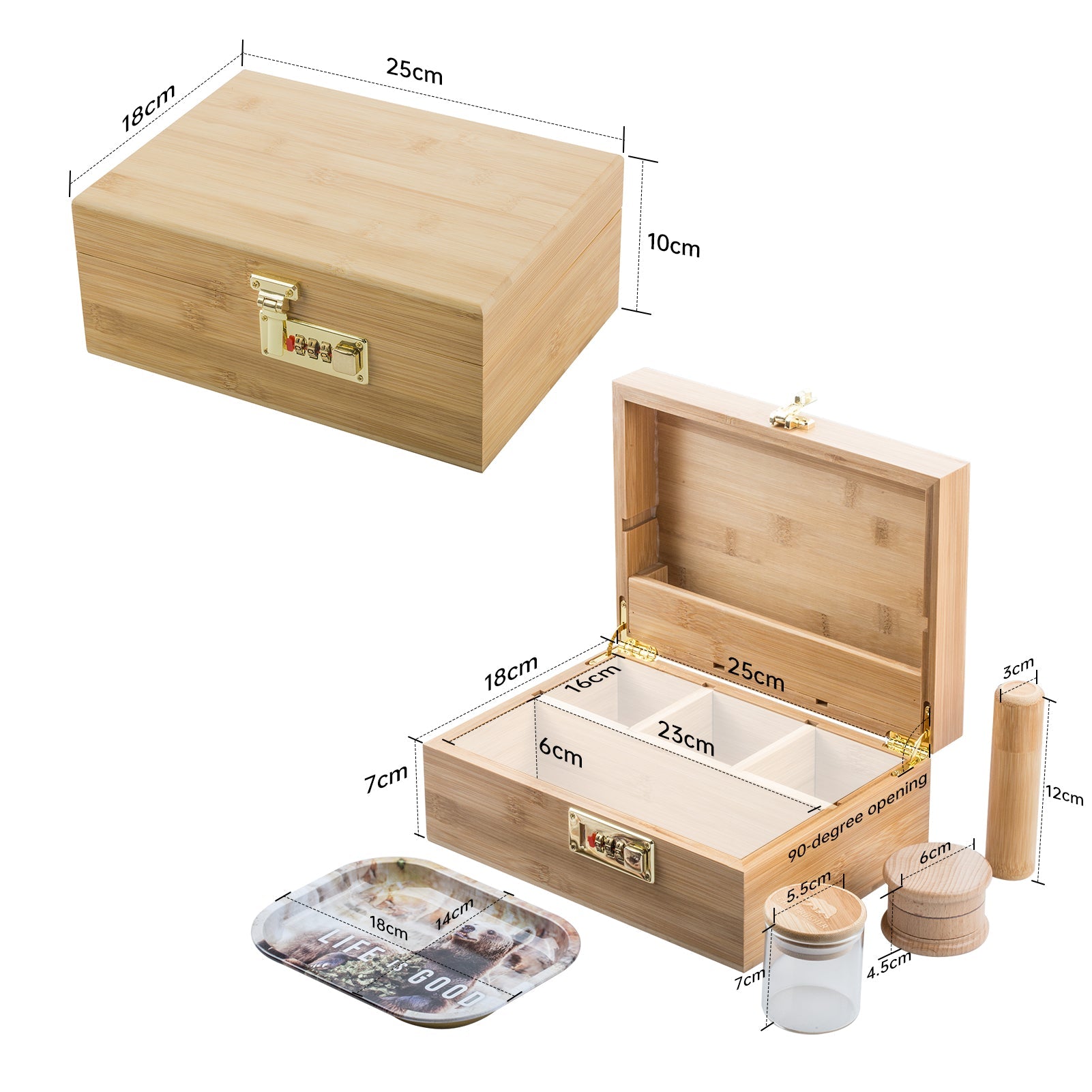 Bamboo Stash Box Combo w/ Quartz Enail Bundle Dab Kit - Puffing Bird