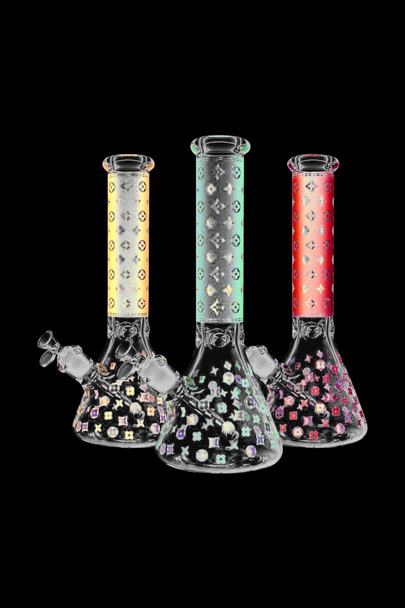 Designer Floral Diamond Print Bong - Puffing Bird