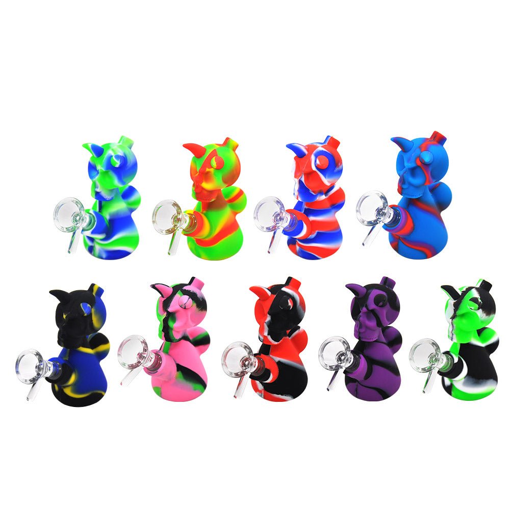 Devil Skull Mini Silicone Bubbler Bong - Puffing Bird