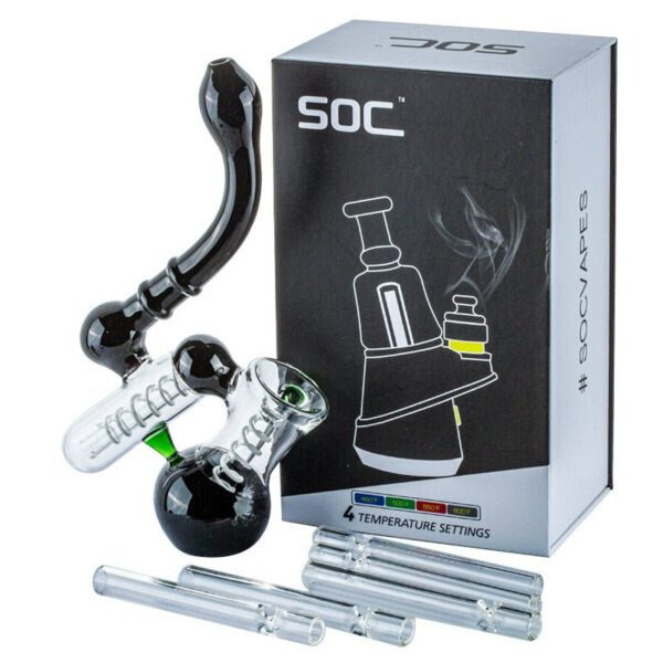 Double Chamber Bubbler One Hitter Pipe w/ Soc Peak Dab Vaporizer Set ...
