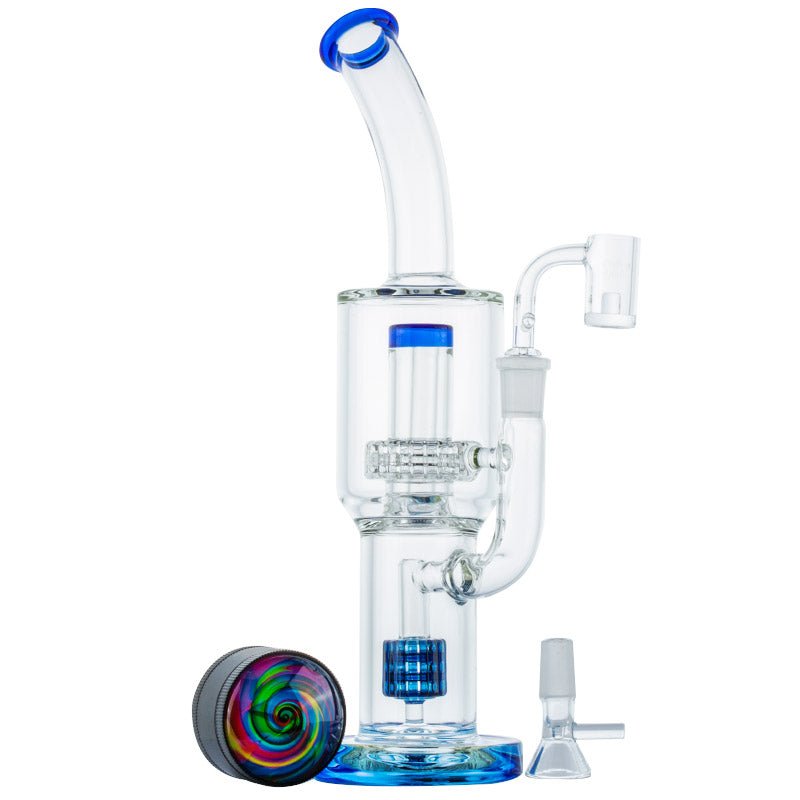 Double Matrix Perc Bong w/ Quartz Banger and Weed Grinder Set - Puffing ...