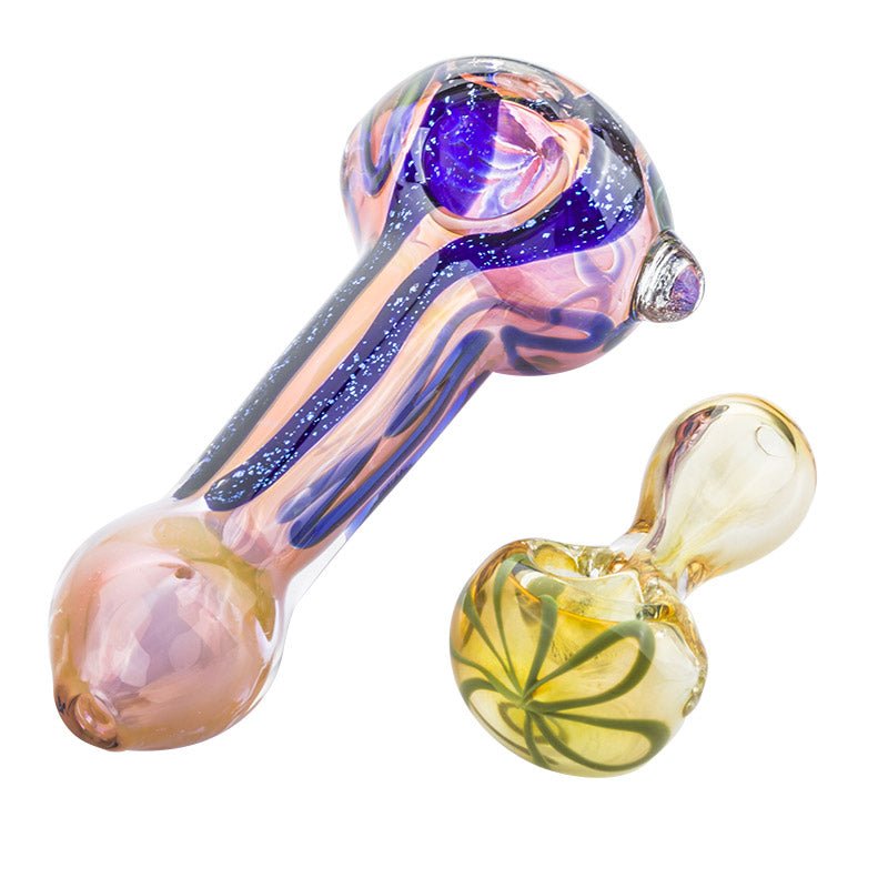 Fumed Purple Color Changing Pipe and Nano Clear Glass Spoon Pipe Set ...