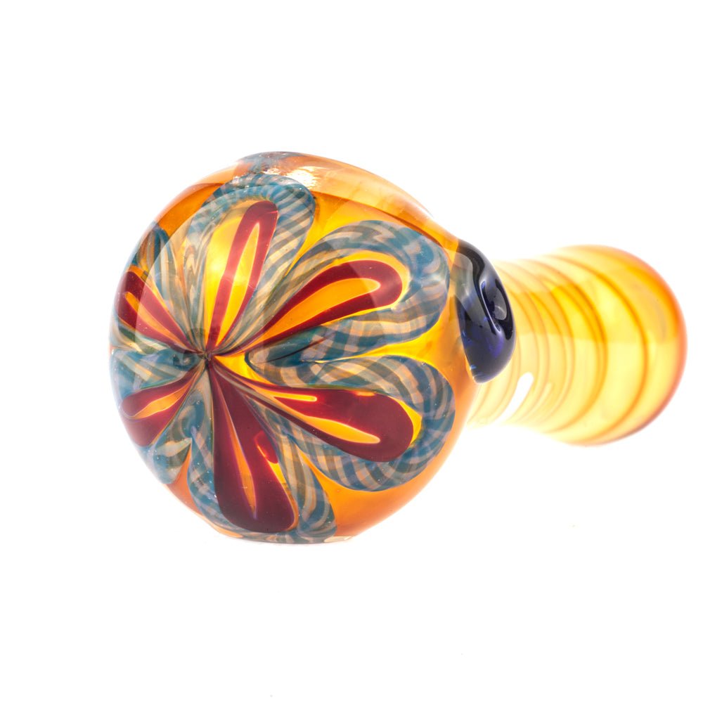 Fumed Milli Scheme Spiral Inside-out Glass Spoon Pipe - Puffing Bird