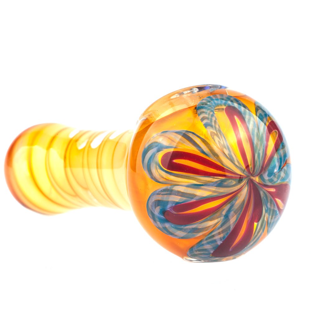 Fumed Milli Scheme Spiral Inside-out Glass Spoon Pipe - Puffing Bird