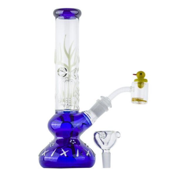 Glow-In-The-Dark Beaker Bong Set w/ Quartz Banger Carb Cap - Puffing Bird