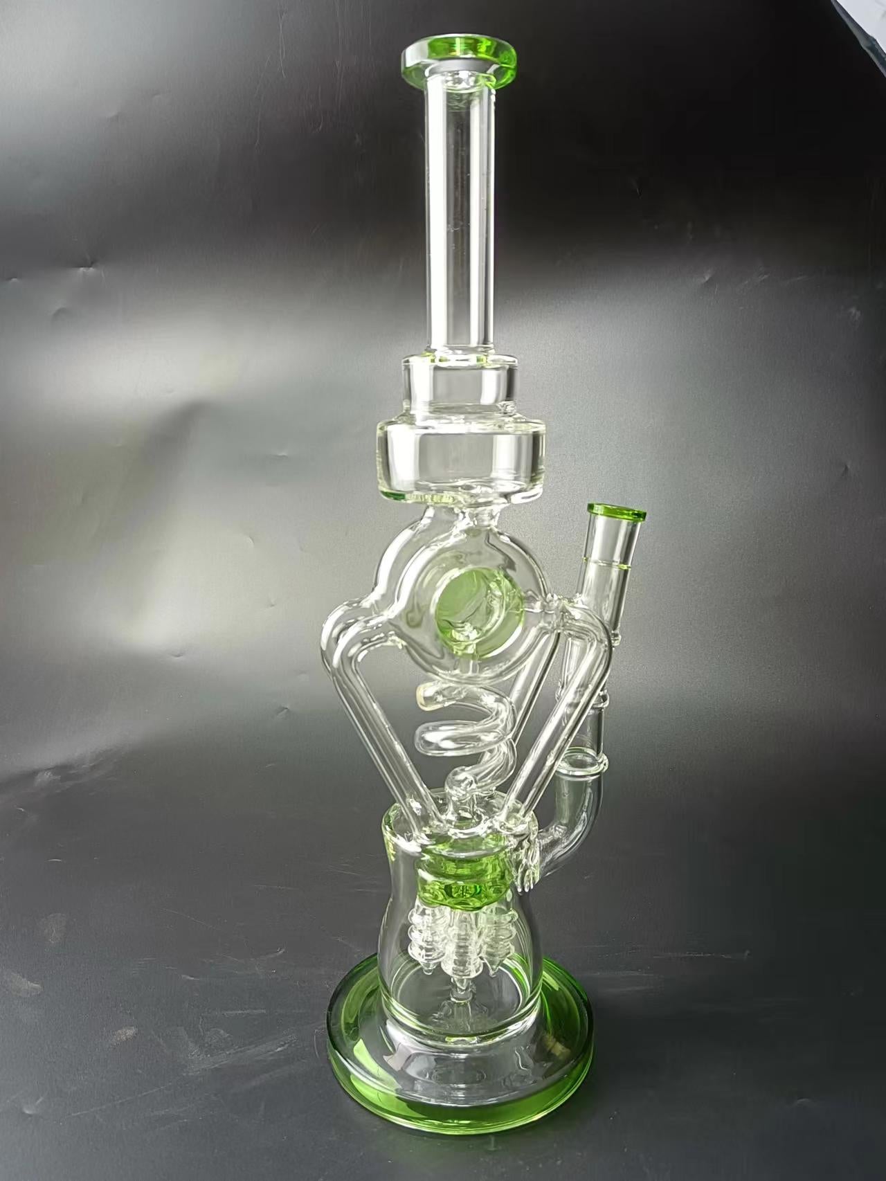 15" Gourd Perc Recycler Glass Bong - Puffing Bird