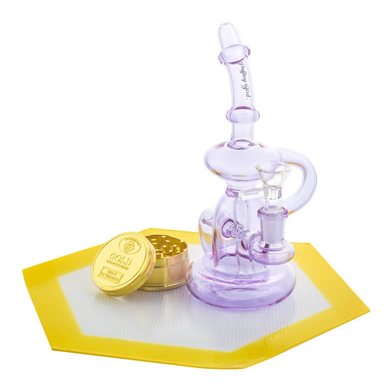 Mini Recycle Dab Rig w/ Silicone Dab Mat Coin Herb Grinder Set ...