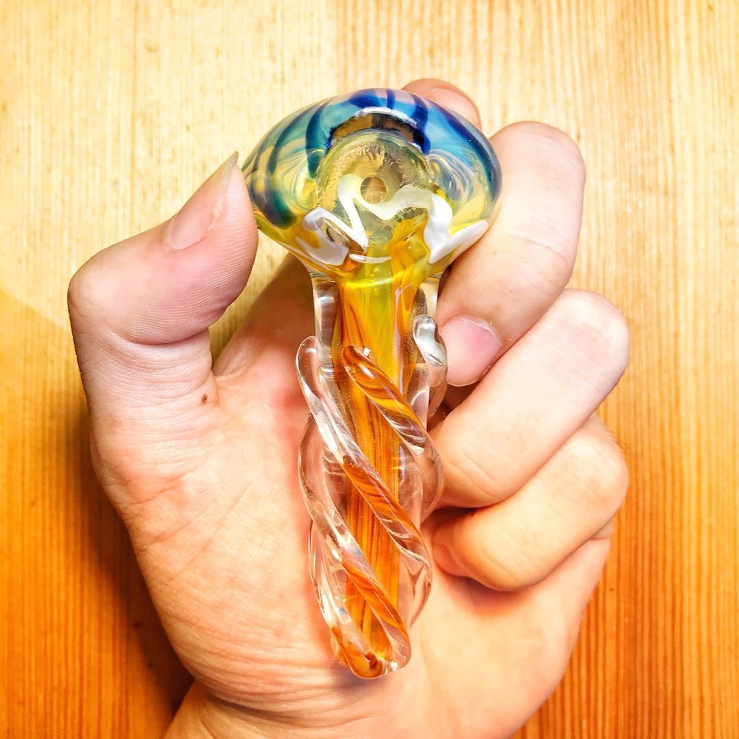 Nano Inside-Out Pipe w/ Spiral Glass Orbs - Puffing Bird