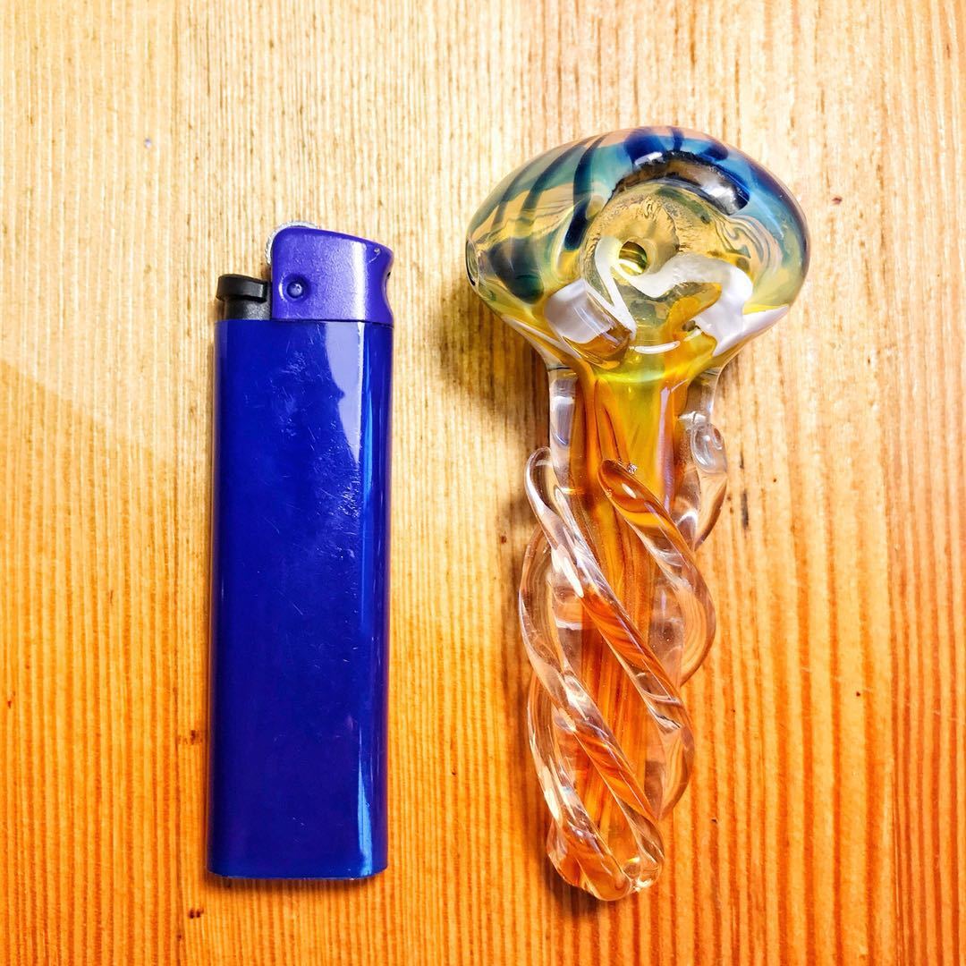 Nano Inside-Out Pipe w/ Spiral Glass Orbs - Puffing Bird