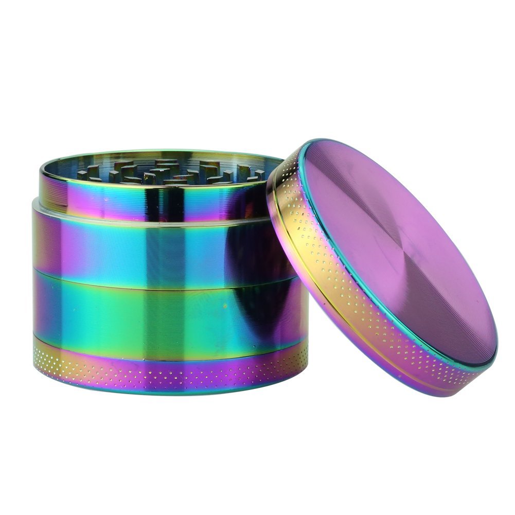 Rainbow Zinc Novelty Designer Herb Grinder 4 Layer 40 MM - Puffing Bird
