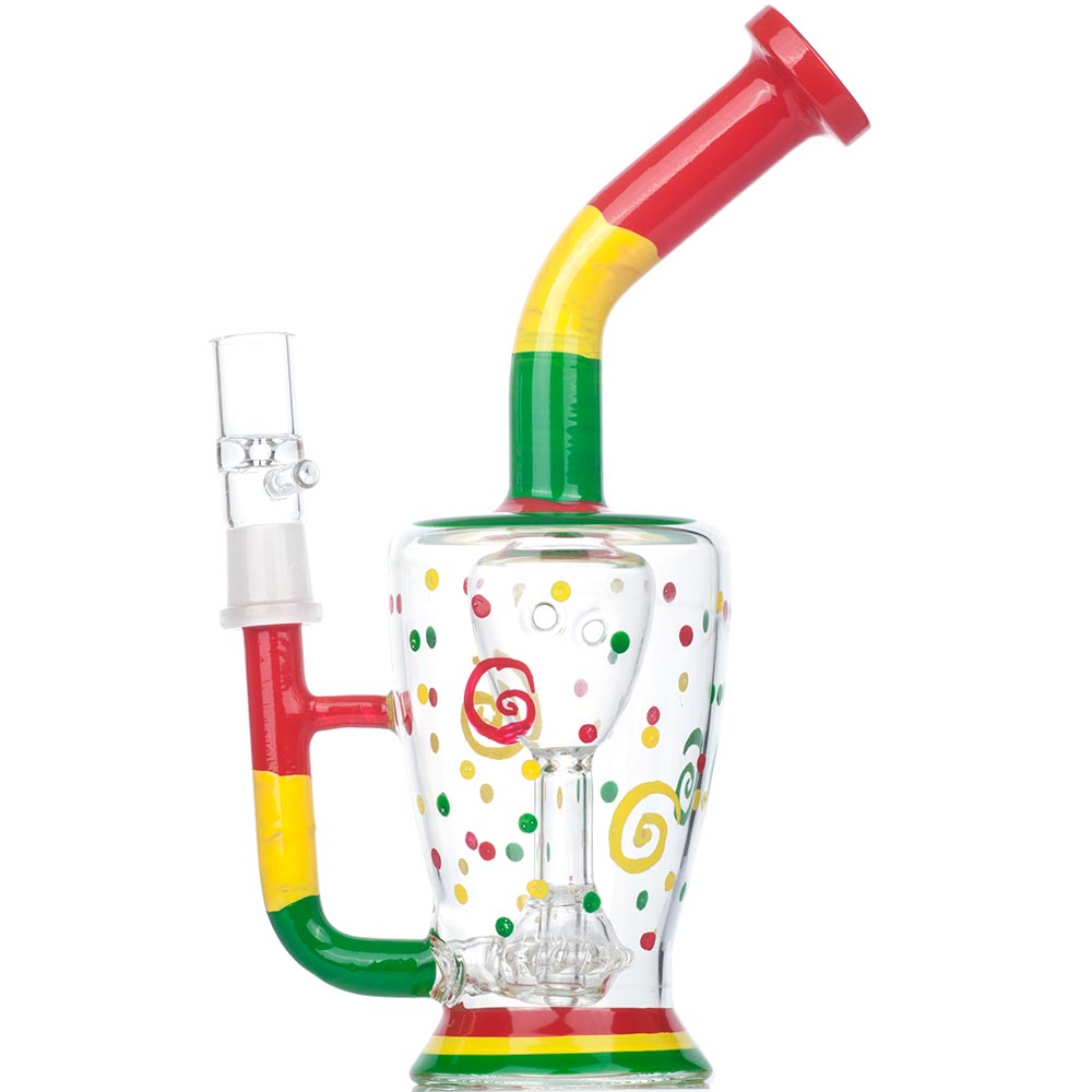 8" Rasta UFO Perc Glass Bong - Puffing Bird