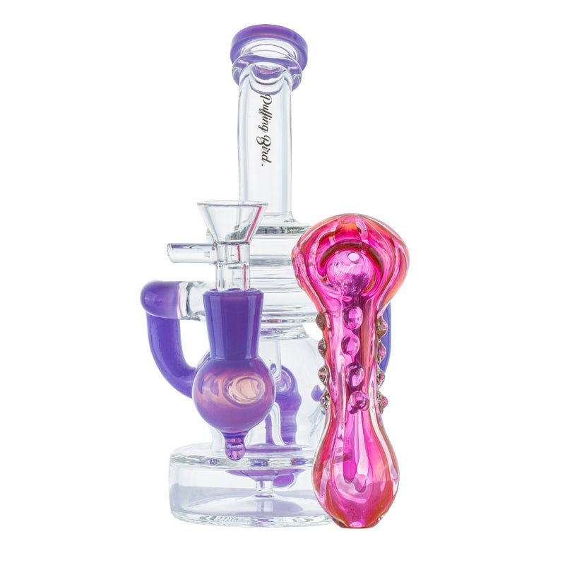 Recycler Showerhead Dab Rig w/ Pink Girly Fumed Glass Pipe Set ...