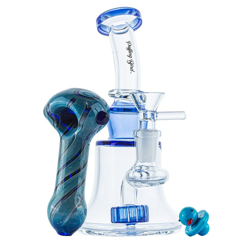 Showerhead Perc Dab Rig w/ Heady Glass Pipe Carb Cap Set - Puffing Bird