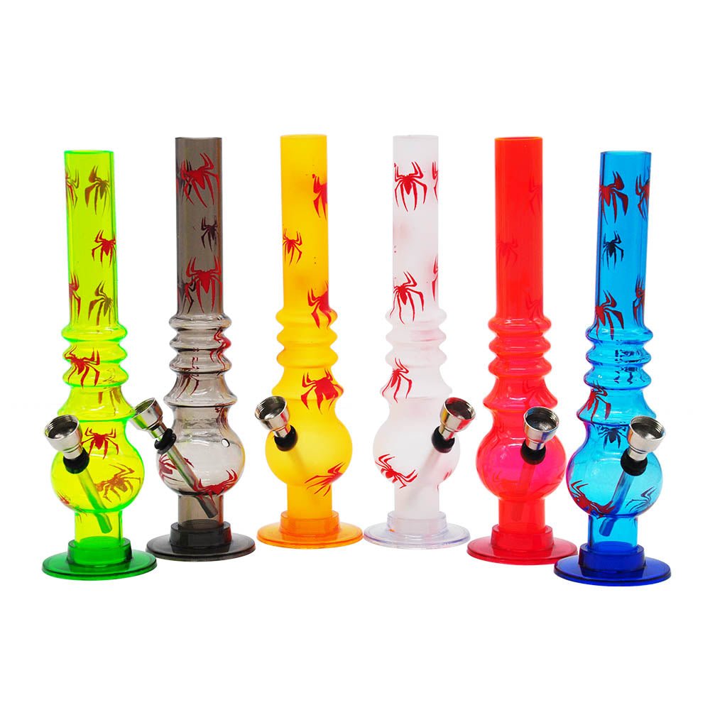 8" Spider Pattern Acrylic Bong(Random Color) - Puffing Bird