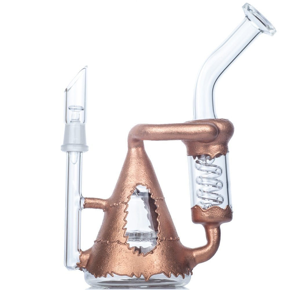 9" Bronze Multi Perc Glass Dab Rig - Puffing Bird