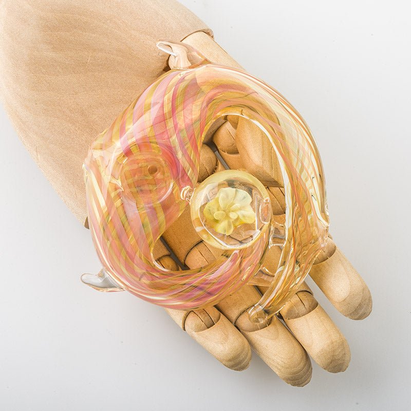 Twisted Stripe Round Glass Hand Pipe - Puffing Bird