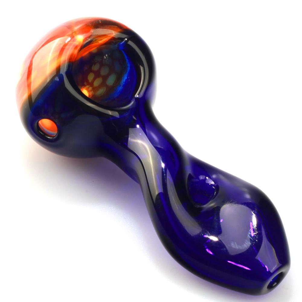Two Tone Skinny Glass Pipe w/ Twisted Flat Mouthpiece - Puffing Bird