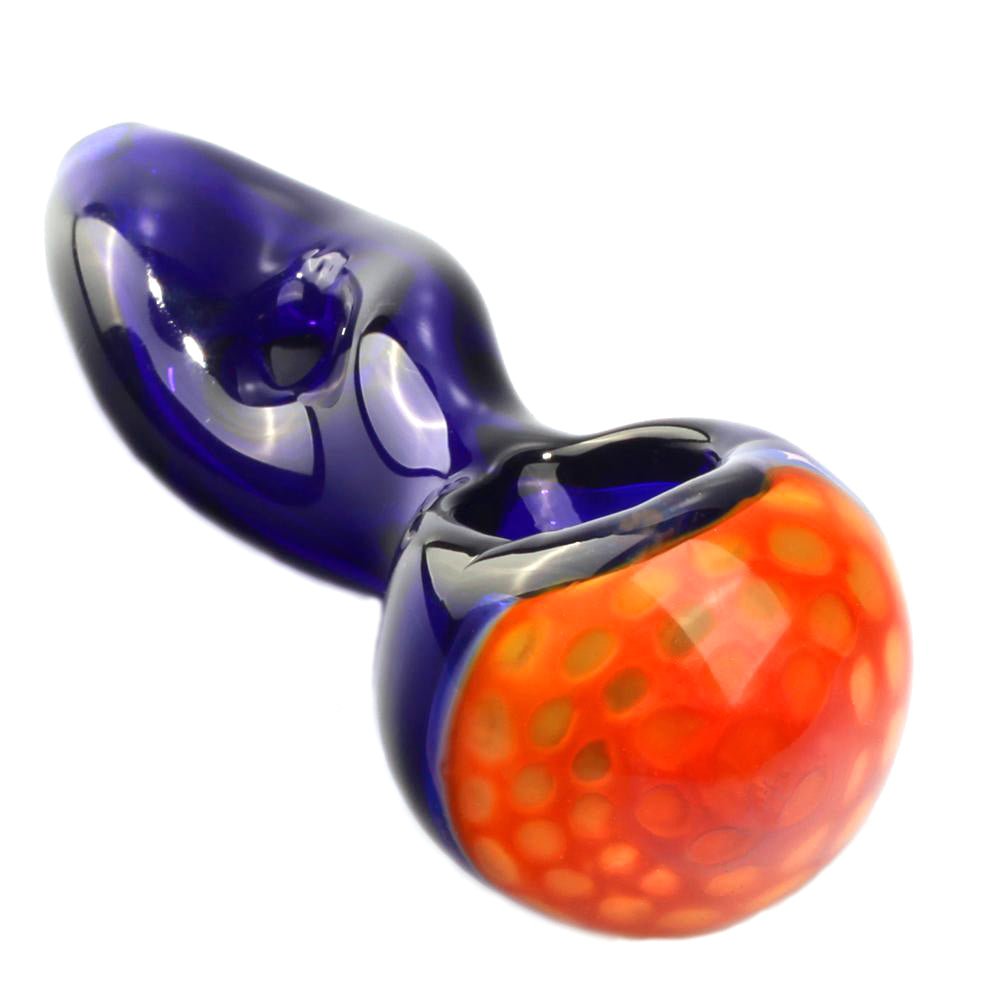 Two Tone Skinny Glass Pipe w/ Twisted Flat Mouthpiece - Puffing Bird