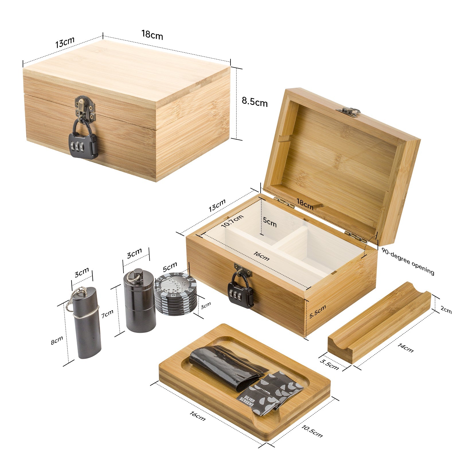 Wooden Stash Box Lock with Quartz Enail Kit Set - Puffing Bird
