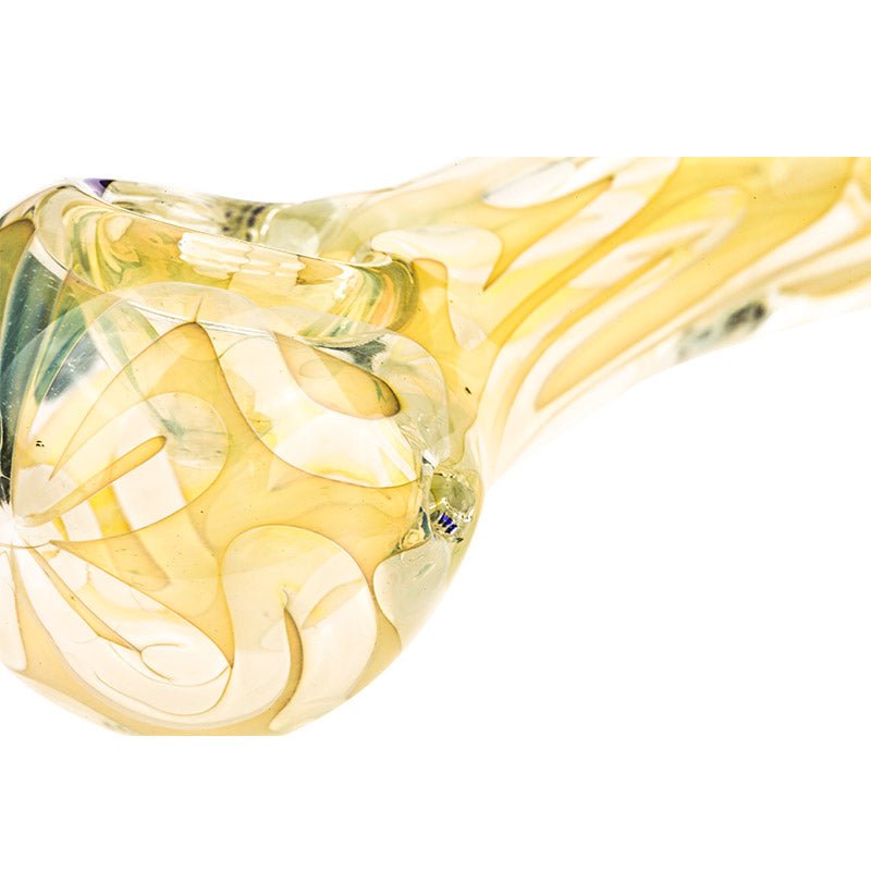 Yellow Fumed Glass Spoon Pipe - Puffing Bird