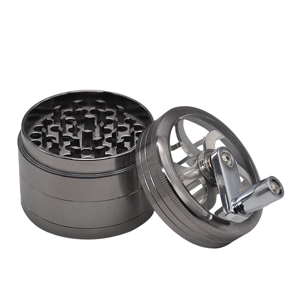 Crank Herb Grinder With Handle Zinc Alloy 4 Layer 63MM (2 Color ...