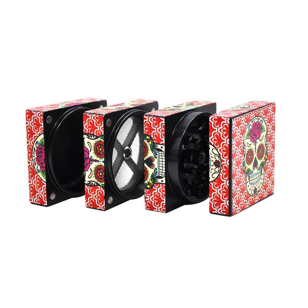 Day of The Dead Sugar Skull Box Novelty Herb Grinder 4 Piece 50mm ...