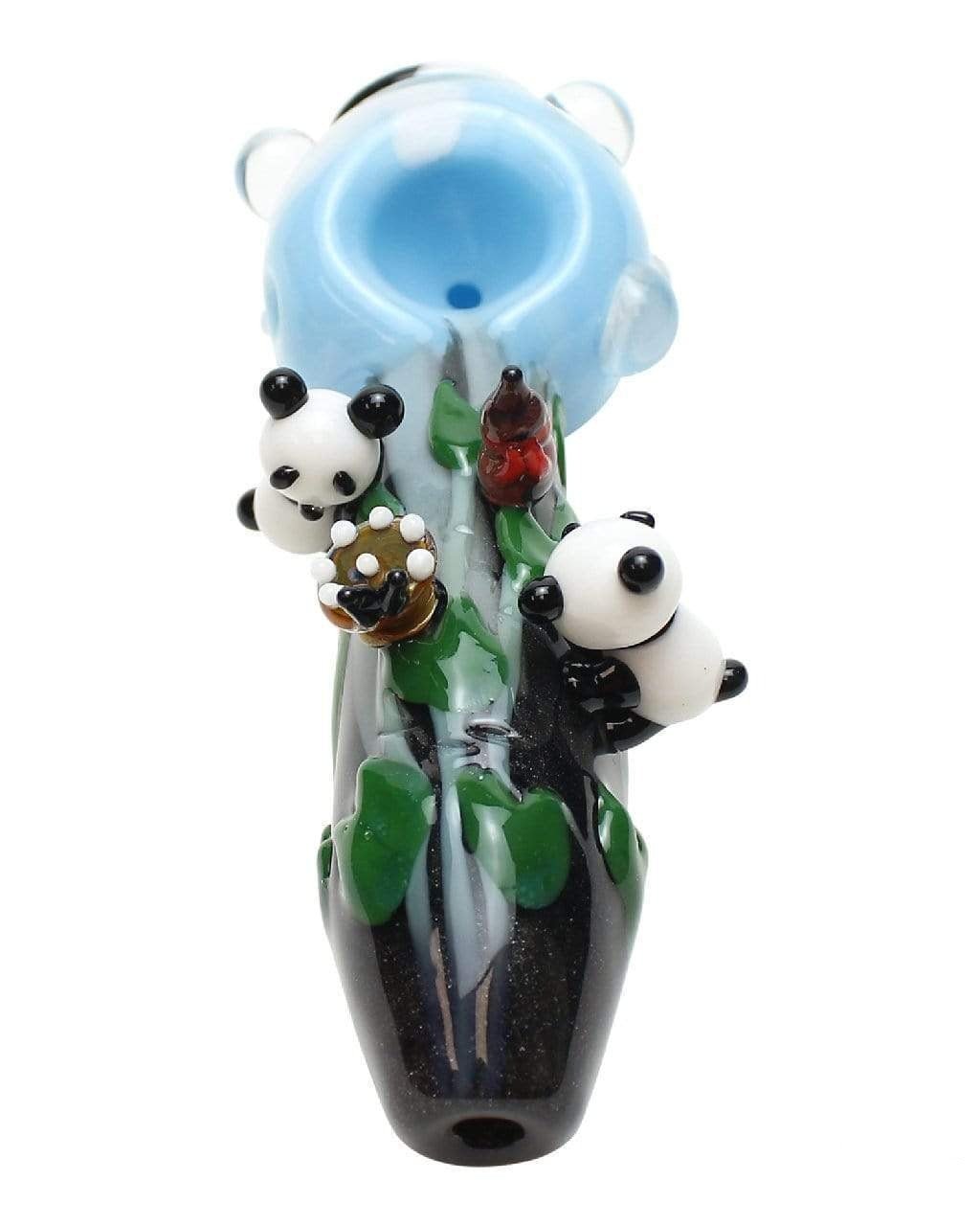 Empire Glassworks Small Climbing Pandas Spoon Pipe - Puffing Bird