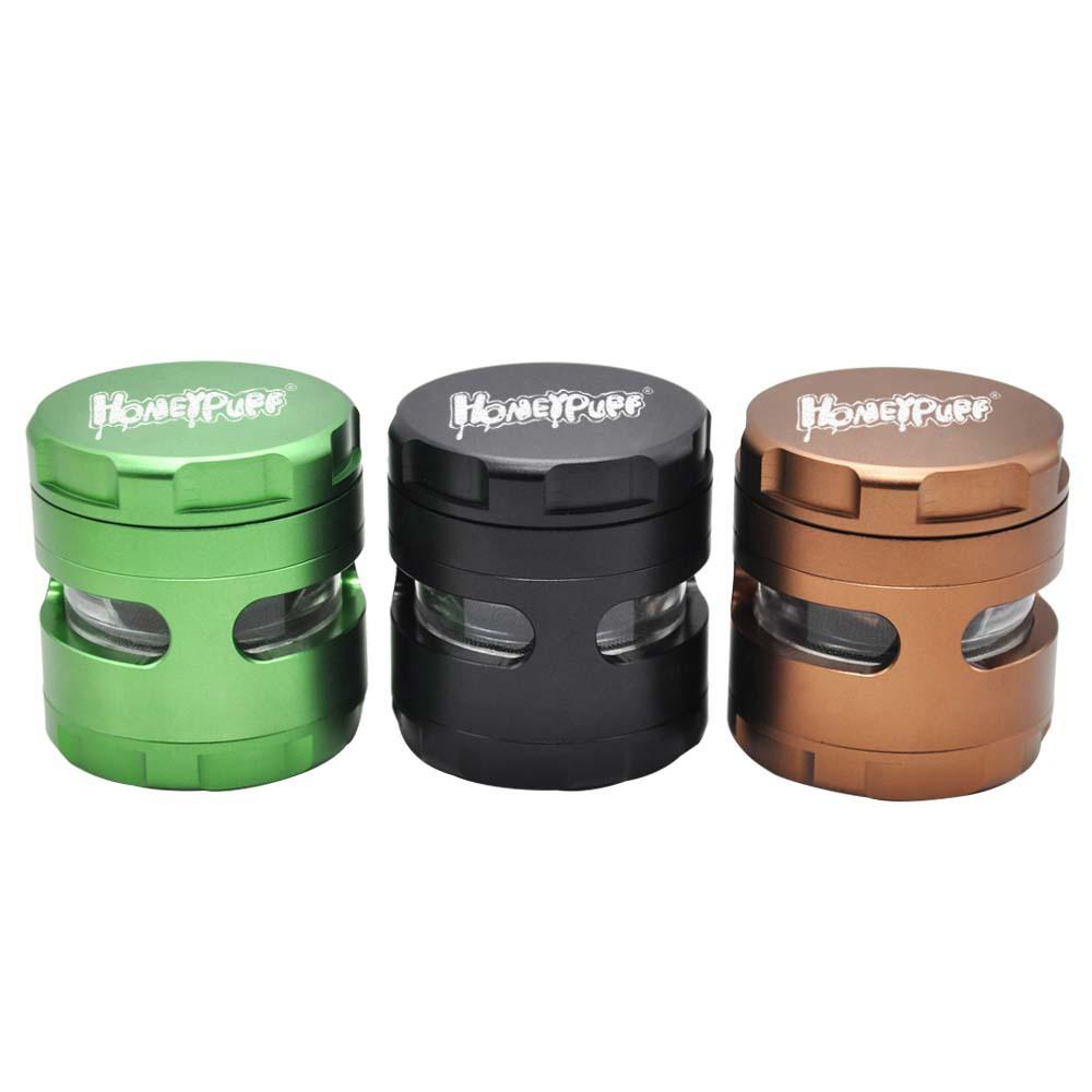 Honeypuff 4 Layer Herb Grinder with Transparent Window 61 MM (7 Color ...