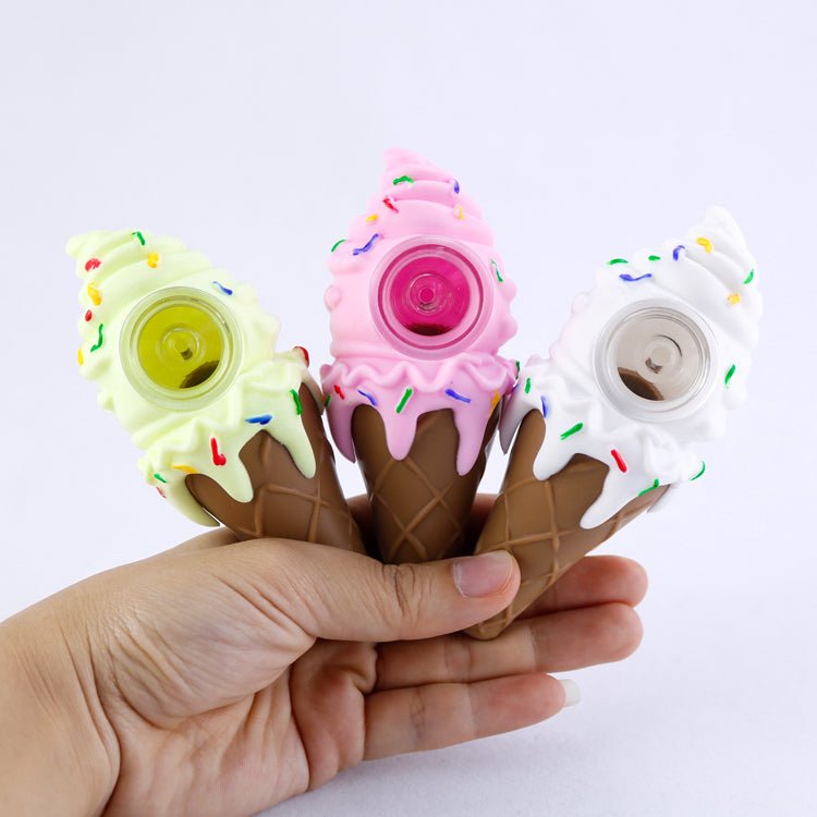 Ice Cream Silicone Hand Pipe - Puffing Bird