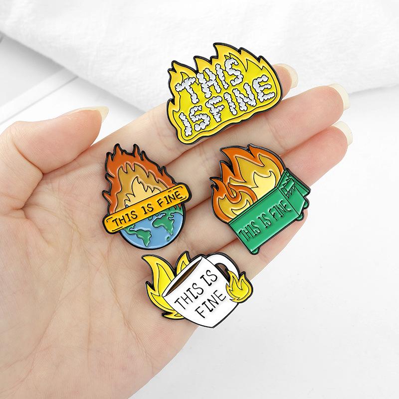 THIS IS FINE Enamel Pin - Puffing Bird