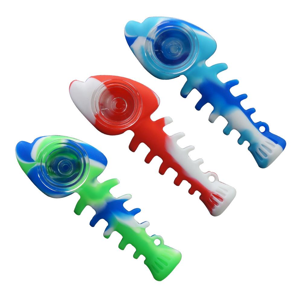 Fish Bone Silicone Weed Pipe - Puffing Bird