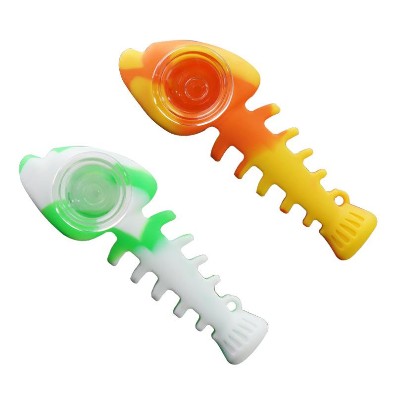 Fish Bone Silicone Weed Pipe - Puffing Bird