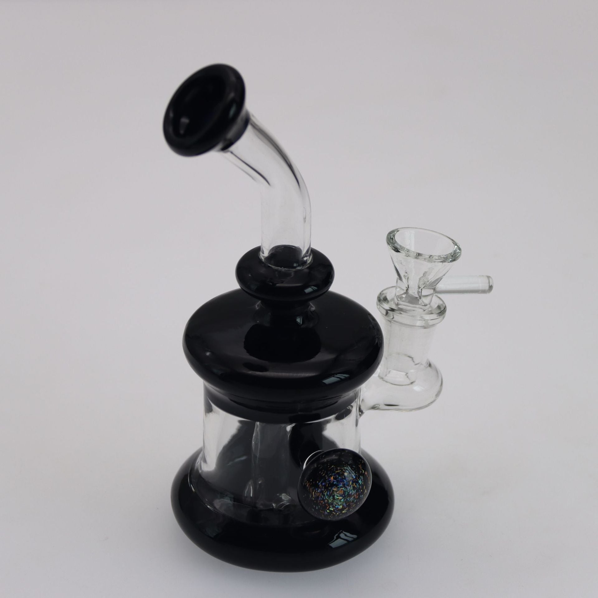 6" Glass Ball Black Dab Rig - Puffing Bird