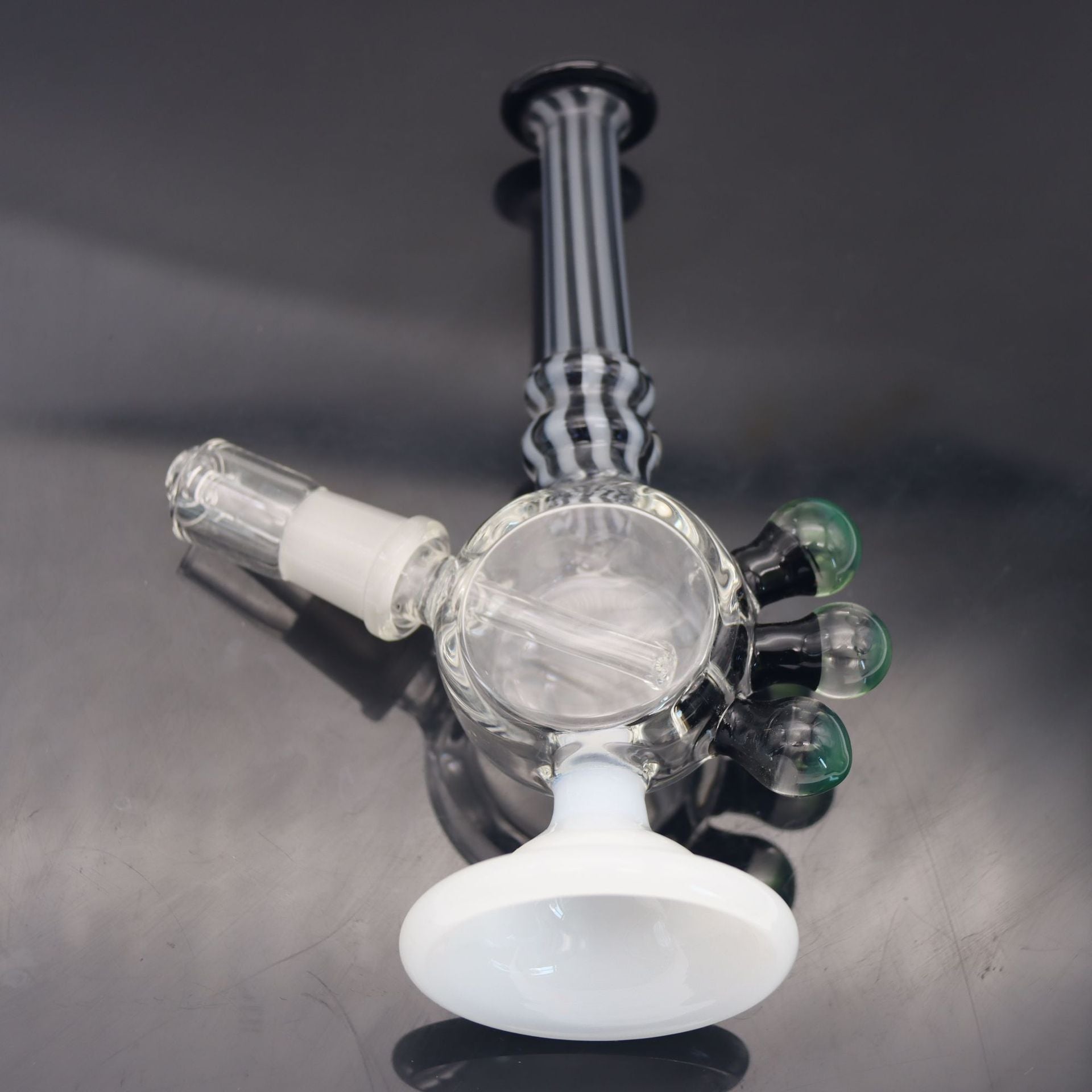 6" White Glass Dab Rig - Puffing Bird